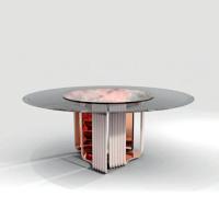 China Turntable Luxury Modern Dining Table Stainless Steel Glass Surface for sale