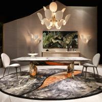 China Italian Marble Luxury Style Dining Room Furniture Set Stainless Steel Leg Dining Table for sale