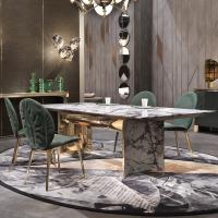 China Italian Marble Luxury Style Dining Room Furniture Set Stainless Steel Leg Dining Table for sale