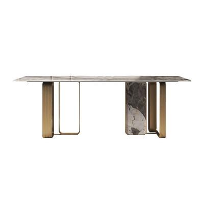 China Minimalist Slate Marble Top Rectangular Dining Table Custom High End Modern Furniture for sale