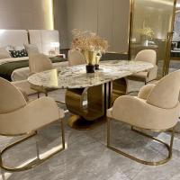 China Luxury Italian Modern Marble Dining Table High Gloss Home Furniture For Dinning Room for sale