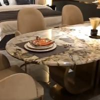 China Luxury Italian Modern Marble Dining Table High Gloss Home Furniture For Dinning Room for sale