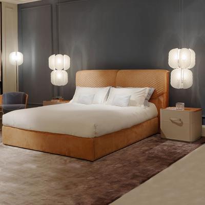 China Luxury Modern Bedroom Furniture Sets Leather Upholstered King Size Bed for sale