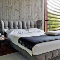 China Frosted Fabric King Size Upholstered Bed Headboard Hotel Bedroom Bed for sale