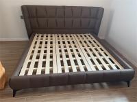 China Frosted Fabric King Size Upholstered Bed Headboard Hotel Bedroom Bed for sale