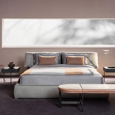China Luxury Double Modern Bedroom Furniture Sets frosted cloth King Size Bed Frame for sale