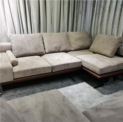 China Comfortable Beige Fabric Recliner Durable Living Room Sectional Sofas for sale