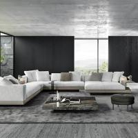 China Modern Ashley Sectional Gray Leather Sofa Luxury Living Room Furniture Sofa Sets for sale