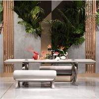 China Modern 6 Seater Marble Live Edge Dining Set Glass Contemporary Luxury Dining Table for sale
