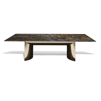 China Modern 6 Seater Marble Live Edge Dining Set Glass Contemporary Luxury Dining Table for sale
