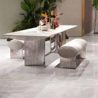 China Modern 6 Seater Marble Live Edge Dining Set Glass Contemporary Luxury Dining Table for sale