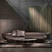 China Living Room Luxury Modern Furnitures Gray Sofa Macon Sectional Leather Sofa for sale