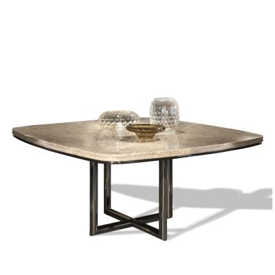 China Home Marble Table Top Dining Table Luxury Modern Furnitures Stainless Steel Cross Foot for sale