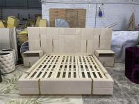 China Pine King Size Leather Double Bed for sale