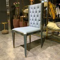 China Button Style Luxury Modern Dining Chairs 0.53m European Tufted Leather Dining Chair for sale