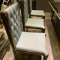 China Button Style Luxury Modern Dining Chairs 0.53m European Tufted Leather Dining Chair for sale