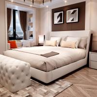 China Tufted Modern Luxury King Size Bed 1.38m Leatherette Contemporary Italian Bedroom Set for sale