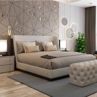 China Tufted Modern Luxury King Size Bed 1.38m Leatherette Contemporary Italian Bedroom Set for sale