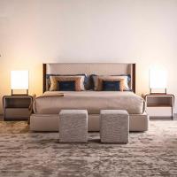 China Leatherette 1.8m Luxury Modern King Bedroom Sets 200cm Luxury Fabric Bed for sale