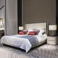China Leatherette 1.8m Luxury Modern King Bedroom Sets 200cm Luxury Fabric Bed for sale