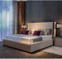 China Leatherette 1.8m Luxury Modern King Bedroom Sets 200cm Luxury Fabric Bed for sale