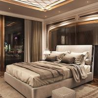 China Leatherette 1.8m Luxury Modern King Bedroom Sets 200cm Luxury Fabric Bed for sale