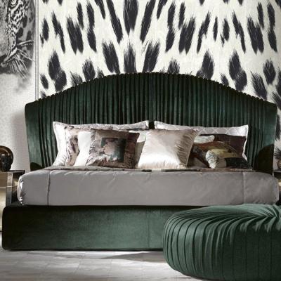 China Italian Luxury Upholstered Bed 2.1x2.2m Luxury Grey Double Bed for sale