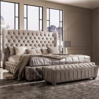 China Italian Style Modern Luxury King Size Bed Cama Diamond Tufted for sale