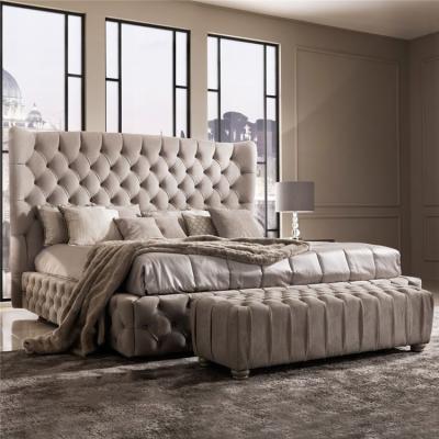 China Italian Style Modern Luxury King Size Bed Cama Diamond Tufted for sale