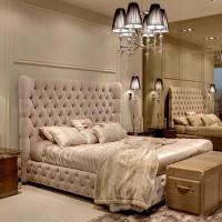 China Italian Style Modern Luxury King Size Bed Cama Diamond Tufted for sale