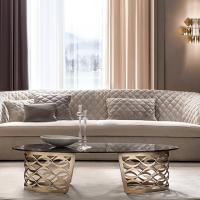 China Golden Customized Coffee Table Forged 50cm Round Marble Top Coffee Table for sale