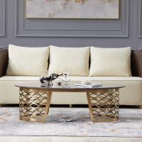 China Golden Customized Coffee Table Forged 50cm Round Marble Top Coffee Table for sale