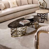 China Golden Customized Coffee Table Forged 50cm Round Marble Top Coffee Table for sale