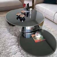 China 0.9m Luxury Round Coffee Table Sectional Stainless Steel Latte Couchtisch for sale