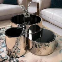 China 0.9m Luxury Round Coffee Table Sectional Stainless Steel Latte Couchtisch for sale