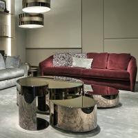 China 0.9m Luxury Round Coffee Table Sectional Stainless Steel Latte Couchtisch for sale