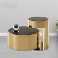 China 500mm Black Glass Coffee Table 0.33m 35cm Marble Top for sale