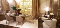 China 1.8m Burl Luxury Modern Dining Room Sets 100cm Round Marble Dining Table for sale