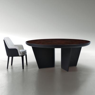 China 1.8m Burl Luxury Modern Dining Room Sets 100cm Round Marble Dining Table for sale
