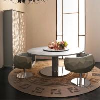 China Luxury Italian Marble Countertop Dining Table Modern Home Black Titanium Decal for sale