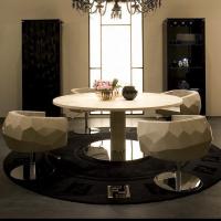China Luxury Italian Marble Countertop Dining Table Modern Home Black Titanium Decal for sale