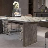 China Titanium 0.9m Contemporary Luxury Dining Table 30in Marble Top for sale