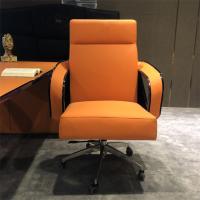 China Well Padded Office Table And Chair Combo Leather Boss Official Table And Chair for sale