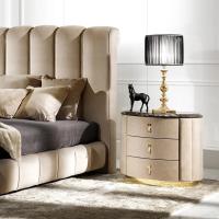 China Italian Minimalist Modern Bedside Tables Titanium 3 Drawer Modern Nightstand for sale