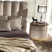China Italian Minimalist Modern Bedside Tables Titanium 3 Drawer Modern Nightstand for sale