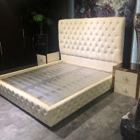 China Dark Brown Leather Bedside Tables With Glass Top Hotel Vill for sale