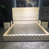China Dark Brown Leather Bedside Tables With Glass Top Hotel Vill for sale
