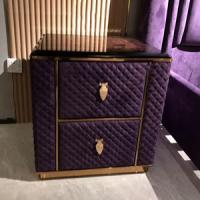 China 550x450mm Modern Bedside Tables Matted Leather Bedside Cabinet With Drawer for sale