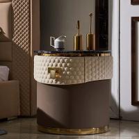 China Stainless Steel Modern Bedside Tables 650mm Marble High End Nightstands for sale