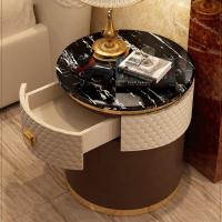 China Stainless Steel Modern Bedside Tables 650mm Marble High End Nightstands for sale